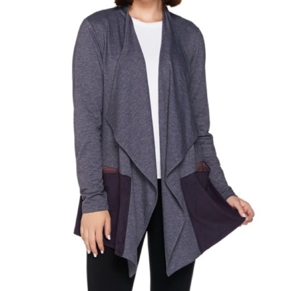 Logo Lounge French Terry/ Microsuede Cardigan - Gem
